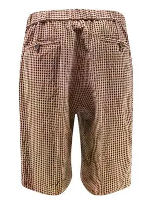 HEVO Checked Wide Leg Shorts - Brown