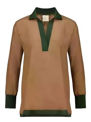PAULA Diane V-neck Long-sleeve Top - Brown