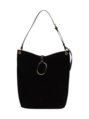 TWINSET Suede Leather-trim Tote Bag - Black