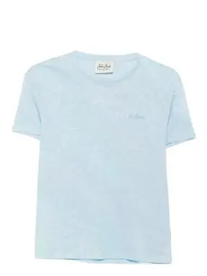 MC2 SAINT BARTH Embroidered Linen T-shirt - Blue