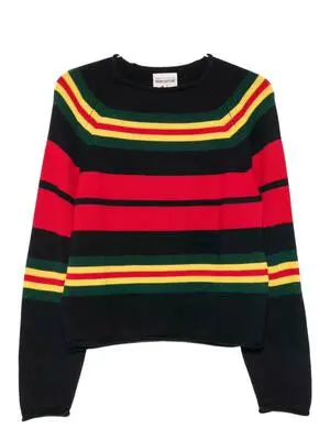 SEMICOUTURE Striped Crew Neck Long Sleeve Sweater - Blue