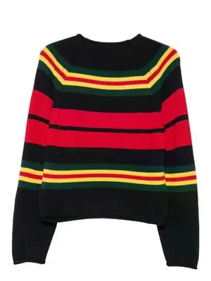 SEMICOUTURE Striped Crew Neck Long Sleeve Sweater - Blue