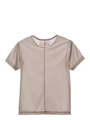 SONG FOR THE MUTE Short Sleeve Seam Detail T-shirt - Neutrals