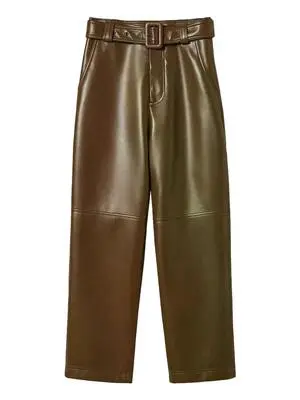 TWINSET Faux-leather Belted Trousers - Brown