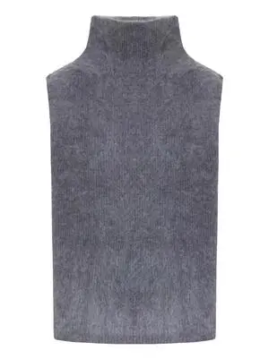 LISA YANG Brushed-knit Turtleneck-collar Top - Grey