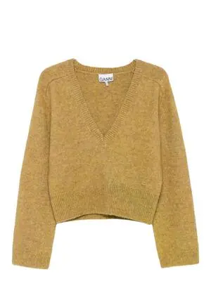 GANNI GANNI V-Neck Knit Sweater Yellow
