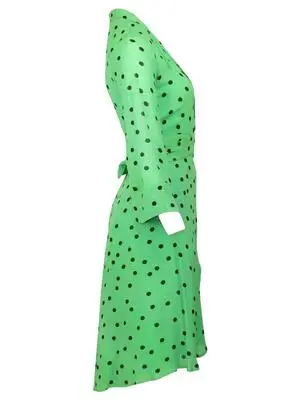GANNI Polka Dot Wrap Dress - Green