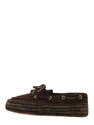 PALOMA BARCELO Penelope Suede Raffia Loafers - Brown