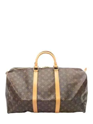 LOUIS VUITTON 1998 Keepall Monogram Boston Travel Bag - Brown