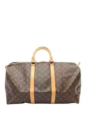LOUIS VUITTON 1998 Keepall Monogram Boston Travel Bag - Brown