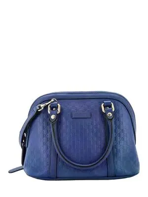 Gucci Convertible Dome Microssima Leather Mini Satchel - Blue