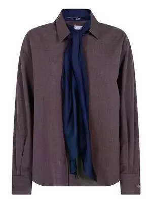 Sacai Pussy-bow Long-sleeve Shirt - Brown