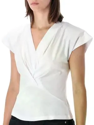 MARANT ETOILE Nadrine Twist Detail Cap-sleeve T-shirt - White