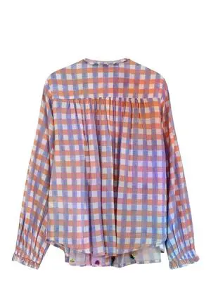 PHILIPPA 1970 Adriana Embroidered Gingham Blouse - Pink