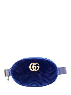 Gucci Gucci GG Marmont Matelassé Velvet Belt Bag Blue