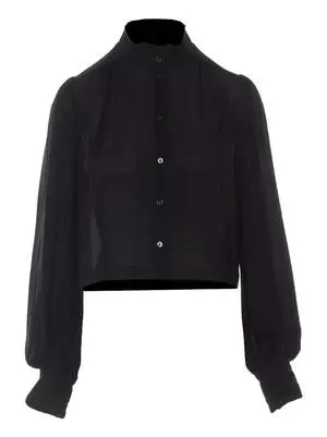 TWINSET Ruffle-trim Long-sleeve Shirt - Black