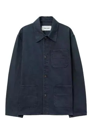TONYWACK Button-up Patch-pocket Shirt Jacket - Blue