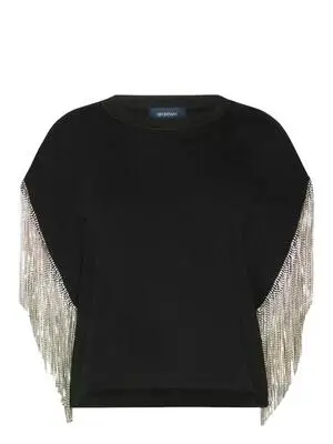Sportmax Rhinestone-fringe Boxy T-shirt - Black
