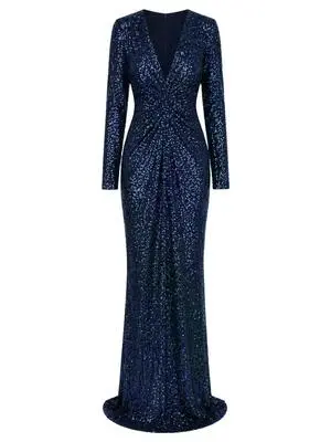 ROSERRY Sequin-embellished V-neck Dress - Blue