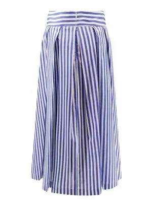 LAVI COUTURE Iris Striped Flared Midi Skirt - Blue