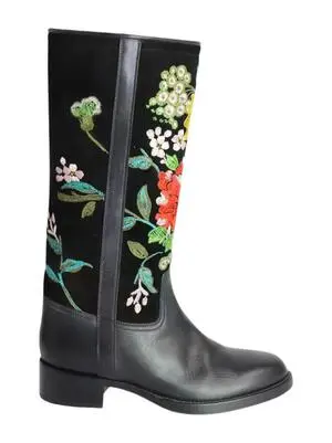 Etro Floral-embroidered Knee-high Boots - Black