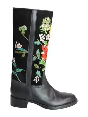 Etro Floral Embroidered Knee-high Boots - Black
