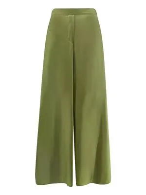 CO.GO Silk Wide-leg Palazzo Pants - Green