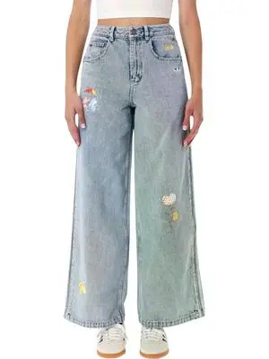 Adidas Embroidered Trefoil-logo Jeans - Blue
