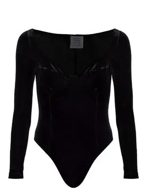 Vetements Velvet Long-sleeve Bodysuit - Black