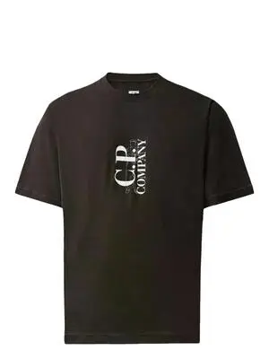 C.P. COMPANY 30/1 Jersey Short Sleeve Vertical Logo T-shirt - Black