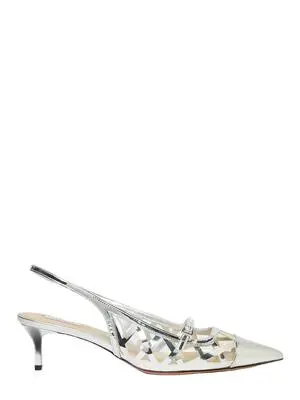 MANILA GRACE Cut-out Slingback Pumps - Silver