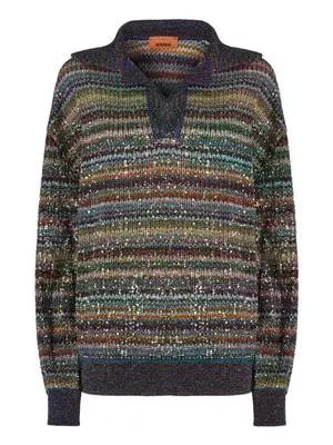 Missoni Sequin-embellished Striped Sweater - Blue