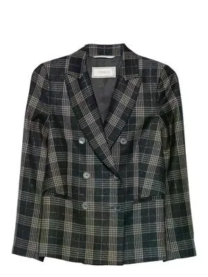 Peserico Check Pattern Double-breasted Blazer - Blue