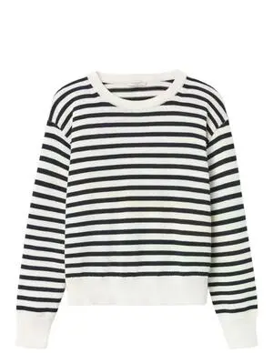 Lafayette 148 New York Striped Crew-neck Sweater - White