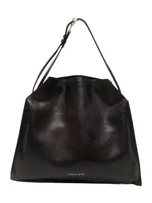 Orciani Grained Leather Tote Bag - Brown