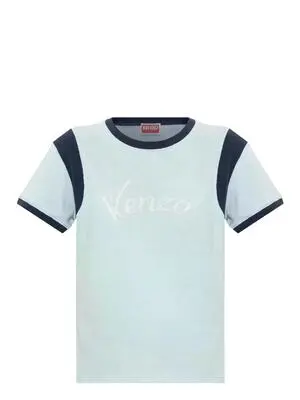 Kenzo Logo Print Cotton T-shirt - Blue
