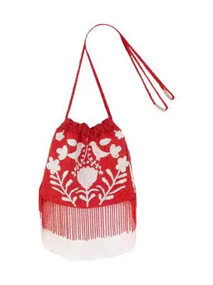 Antik Batik Bead-embellished Fringed Shoulder Bag - Red