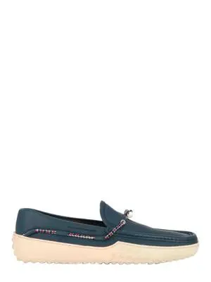 TOD'S Woven-detail Leather Loafers - Blue
