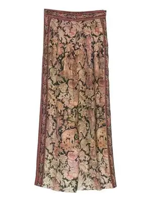 PIERRE-LOUIS MASCIA Pierre-Louis Mascia Brown Silk Floral Print Trousers Black