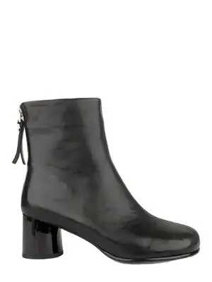LINDA BAUMANN Leather Rear-zip Ankle Boots - Black