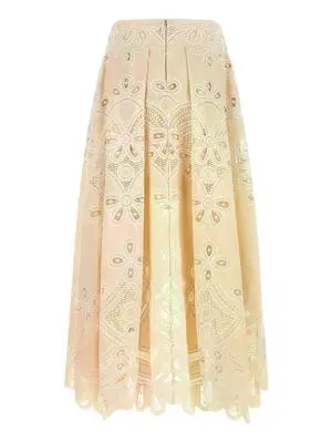 Elie Saab Carving-embroidery Maxi Skirt Neutrals