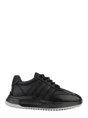 LINDA BAUMANN Panelled Leather Lace-up Sneakers - Black