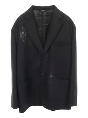 Hermès 2010s Leather-appliqué Single-breasted Blazer - Black