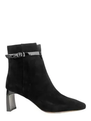 LINDA BAUMANN Buckle-strap Square-toe Ankle Boots - Black