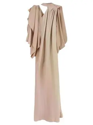 ACTUALEE Draped Satin-band Maxi Dress - Neutrals