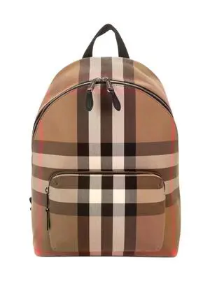 Burberry Check-print Leather-trimmed Backpack - Brown
