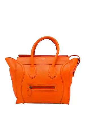Celine 2011 Mini Leather Luggage Tote Bag - Orange