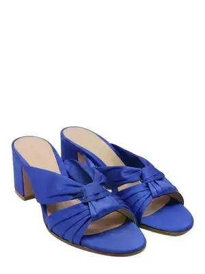 GIANVITO ROSSI Gianvito Rossi Blue Satin Twist Knot Mules