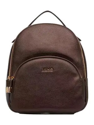 Liu Jo Grained-texture Logo-plaque Backpack - Brown