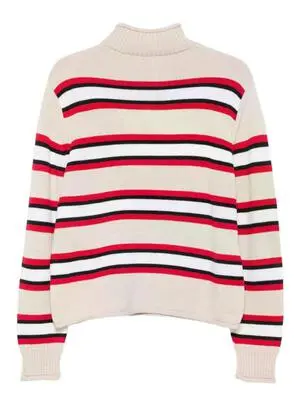 SEMICOUTURE Striped High Neck Sweater - Neutrals
